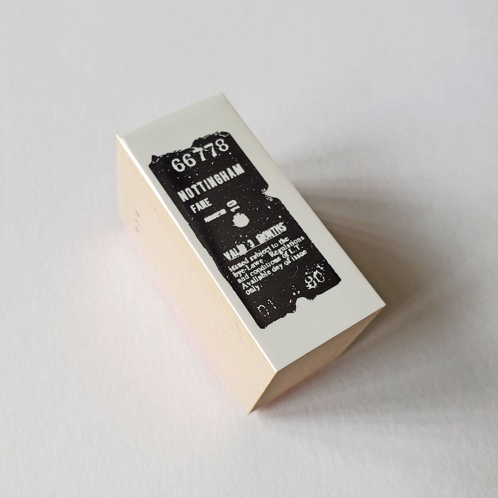 ヨハクさんの文具雑貨　木製スタンプ 印面 40×16mm　　台木 45×2×25mm