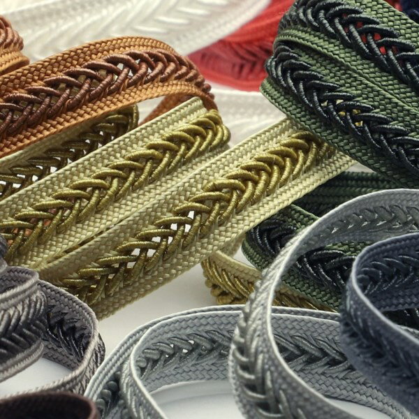 [メーカー] SHINDO（S.I.C.） SHINDO社製（S.I.C.）ブライトセンタークロステープです。テープ中央にクロス状に光沢糸を組んだ意匠性の高いテープです。どちらかというとカジュアルよりはフォーマルな衣料品になじむテープで、ジ...