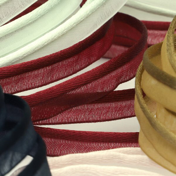 [メーカー] SHINDO（S.I.C.） SHINDO社製（S.I.C.）シースルーパイピングテープです。縫い代が玉と同色のシースルーになっているので、薄手で淡色の生地にも合わせやすく表に響かないのが特徴のパイピングです。ジャケットやアウ...