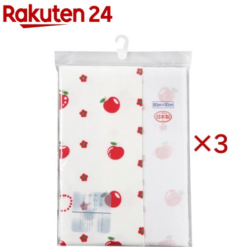 お店TOP＞ベビー＆キッズ＞ベビーケア・バス用品＞入浴用品＞ベビー用ボディタオル＞日本製 ガーゼバスタオル リンゴ柄 (3セット)【日本製 ガーゼバスタオル リンゴ柄の商品詳細】●生地の織りから、縫製まで日本製です。●赤ちゃんのお肌の事を考...