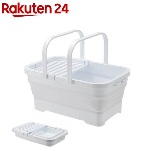 お店TOP＞ホーム＆キッチン＞収納＞バス・トイレ収納＞ランドリーバスケット(脱衣カゴ)＞折りたたみバスケット ちょい置きトレー付き ホワイト I-643 (1個)【折りたたみバスケット ちょい置きトレー付き ホワイト I-643の商品詳細】...
