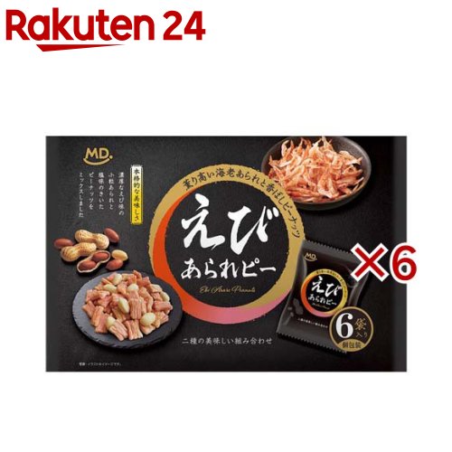 お店TOP＞フード＞加工食品・惣菜＞お惣菜＞珍味(おつまみ)＞えびあられピー (6袋入×6セット(1袋21g))【えびあられピーの商品詳細】●えびの風味引き立つ小粒のえびあられとピーナッツをミックスしました。●黒いパッケージが目立ちます。●...