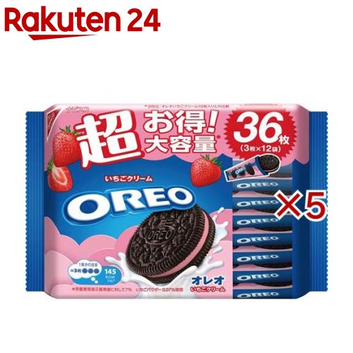 お店TOP＞フード＞お菓子＞焼き菓子＞クッキー＞オレオ メガパック いちごクリーム (12袋入×5セット(1袋3枚))【オレオ メガパック いちごクリームの商品詳細】●ザクザクした食感のほろ苦いココアクッキーと甘酸っぱいいちごクリームのコン...