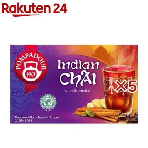 お店TOP＞水・飲料＞紅茶・ハーブティー＞紅茶＞チャイ＞ポンパドール インディアンチャイ (20袋入×5セット(1袋2g))【ポンパドール インディアンチャイの商品詳細】●シナモン、ジンジャー、カルダモン、クローブなど本格スパイスをブレンド...