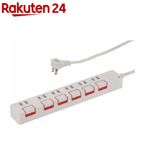 お店TOP＞家電＞情報家電＞電源タップ＞タップ＞押しボタンスイッチ付き雷ガード節電タップ 6口 1.5m HS-K1189W (1コ入)【押しボタンスイッチ付き雷ガード節電タップ 6口 1.5m HS-K1189Wの商品詳細】●絶縁カバー付...