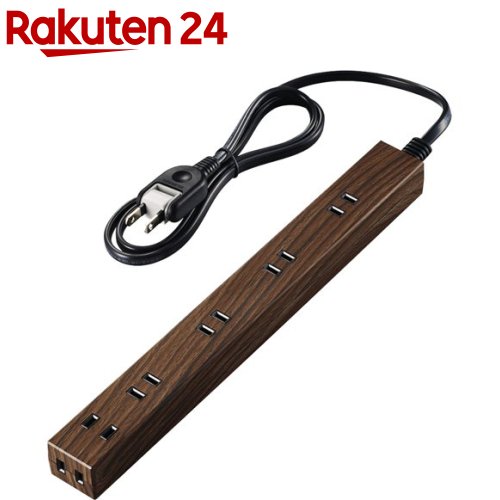 お店TOP＞家電＞情報家電＞電源タップ＞タップ＞エレコム 延長コード 電源タップ 6個口 1m 2P 雷ガード ウォールナット ECT-0201W (1個)【エレコム 延長コード 電源タップ 6個口 1m 2P 雷ガード ウォールナット E...