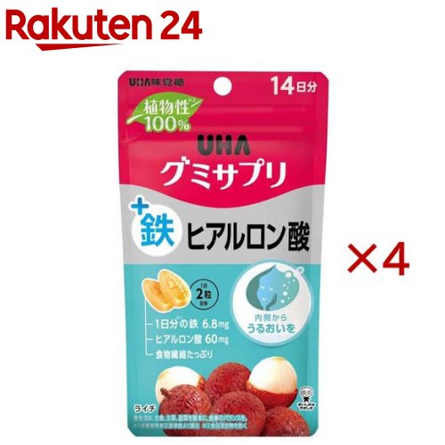 お店TOP＞健康食品＞ミネラル＞鉄＞鉄分＞UHAグミサプリ 鉄+ヒアルロン酸 14日分 (28粒入×4セット)【UHAグミサプリ 鉄+ヒアルロン酸 14日分の商品詳細】●いつでもどこでも美味しく栄養摂取できるグミ剤形のサプリメントです。●植...