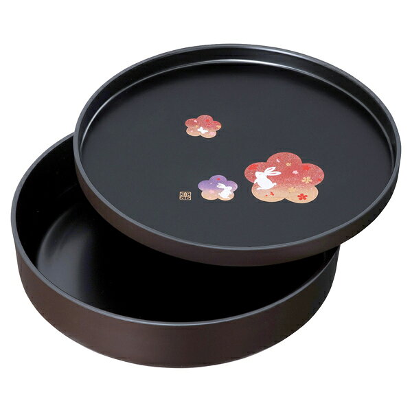 ギフト対応【送料無料】■商品名：花舞うさぎ 盆付菓子鉢 2205029■商品：丸盆（径約21×高さ1.8cm）・菓子鉢（約径21×高さ5cm）各1・日本製■材質：ABS樹脂（ウレタン塗装/紀州塗）■箱：約23×23×7.7cm結婚式　披露宴...