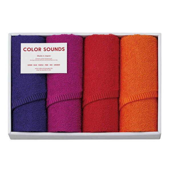 ギフト対応【送料無料】COLOR SOUNDS（カラーサウンズ）は、色を奏でるようにライフスタイルを彩るタオルのシリーズ。■商品名：カラーサウンズ フェイスタオル4P レッド■商品：フェイスタオル×4■商品サイズ：フェイスタオル290mm×...