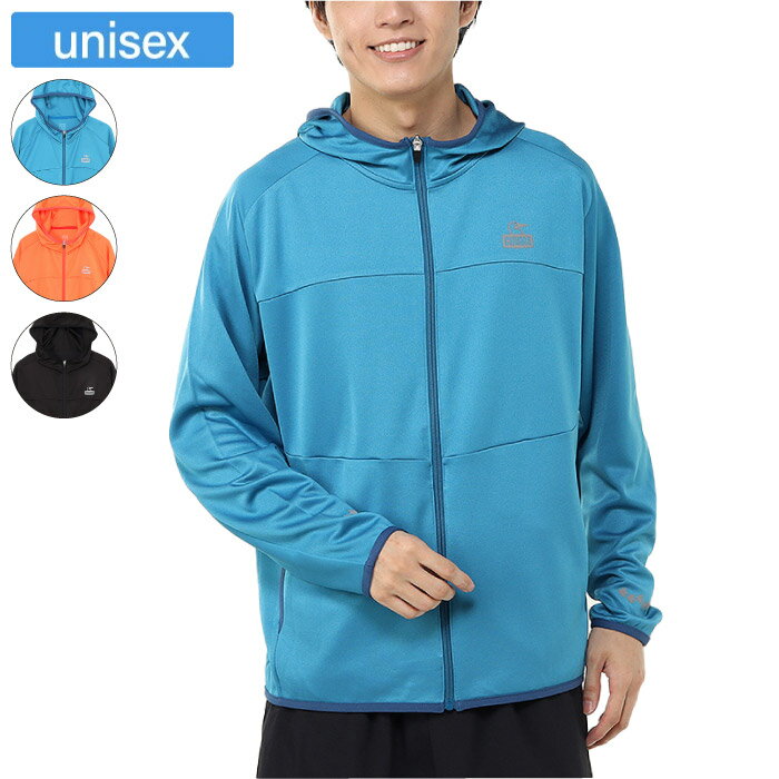 【CHUMSランニングシリーズ】ランニングからアップウェア、街着としても幅広く対応、ハイストレッチのフルジップパーカー 〈デザイン〉 ハイストレッチでなめらかな肌触りが魅力のフルジップパーカー。フロントにはバッジロゴをモチーフにしたカッティ...