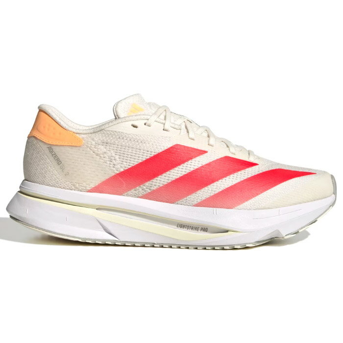 【アディダス アディゼロ SL2 / ADIZERO SL2】 日々のジョギングからレースでの自己ベスト更新まで、限界に挑戦し続けるランナーの走りを支えるスピード追求型ランニングシューズ。 ダイナミックな動きに対応する先進的な超軽量クッショ...