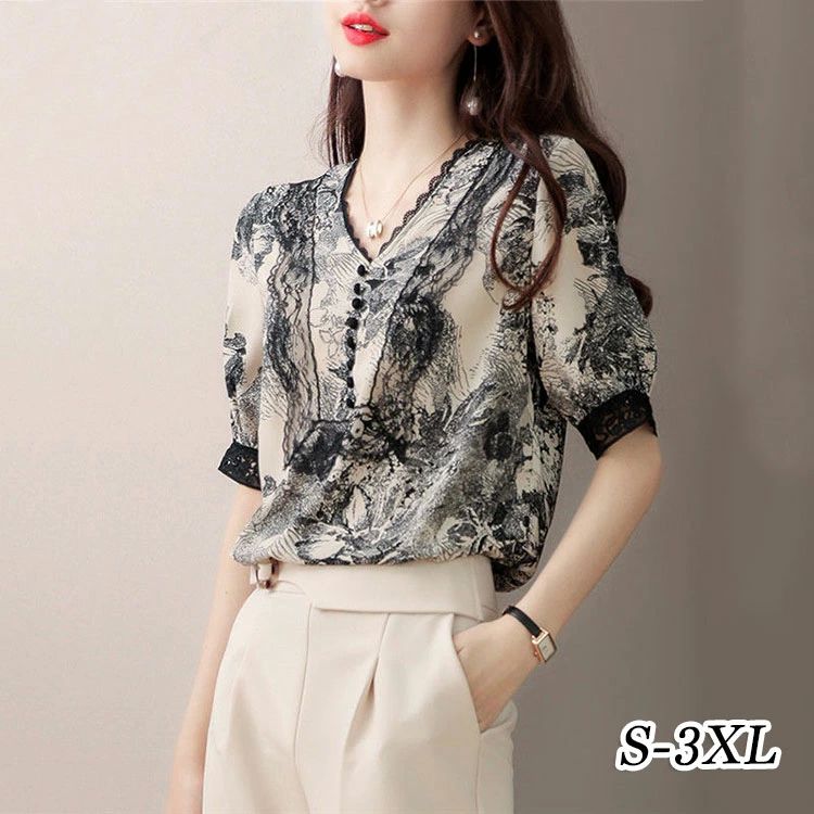 ■商品名 シャツブラウス レディース ブラウス 半袖 おしゃれ 花柄ブラウス Vネック 総柄 ■商品コード 109052990 ■カラー ベージュ ■実寸約 [M]着丈:約55cm 胸囲:約86cm 袖丈:約24cm [L]着丈:約56cm...