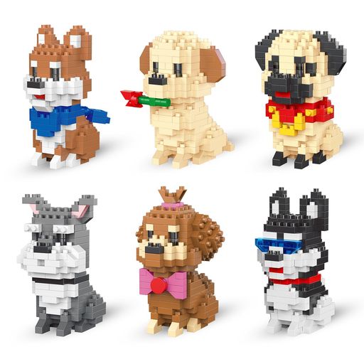 内容物:ワンちゃんマイクロブロック6個入り(全6種類)、取扱説明書 可愛い犬:このブロックセットには、柴犬、ブルドッグ、ラブラドールなど6種類の犬が含まれています。各犬種のミニブロックは約150+pcsがあり、数は少なく、組み立ては簡単です...