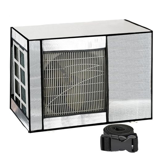 🌞【製品情報】:固定用ベルト:1本。最新光反射素材を使用し、室外機を遮光し、外気温による室外機の温度上昇を防止する事でエアコンを効率的にご利用いただけます。吹き出しのところ、背面はメッシュ素材でできているので、通気性にも優れ...