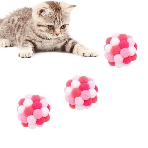 インドア 「サイズ」直径4CM、重さ7g/個、1パック3個入。猫のボールの色は青、白、黄色が混ざり合っています/猫のボールの色はピンク、淡いピンクと白が混ざり合っています。 「天然素材フェルト採用」高弾性のぬいぐるみ素材、耐噛み性。軽量なの...
