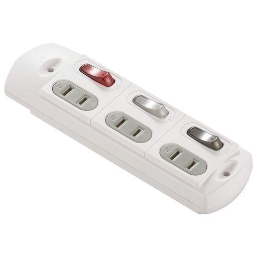 【特長】◆補修用電源タップ部品(屋内配線用)◆各コンセントに個別スイッチ付き(ランプ付き) ◆ホコリ防止安全シャッター付き◆壁に固定できる貫通穴付き 【仕様】◆コンセント:3個口◆15A125V1500W以下◆適合電線:ビニル平行線/キャブ...