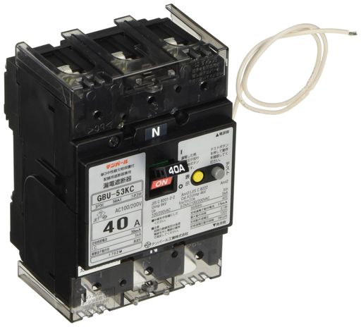 定格使用電圧:100/200V 定格電流:40A 定格感度電流:30mA 極数:3P 素子数:3E