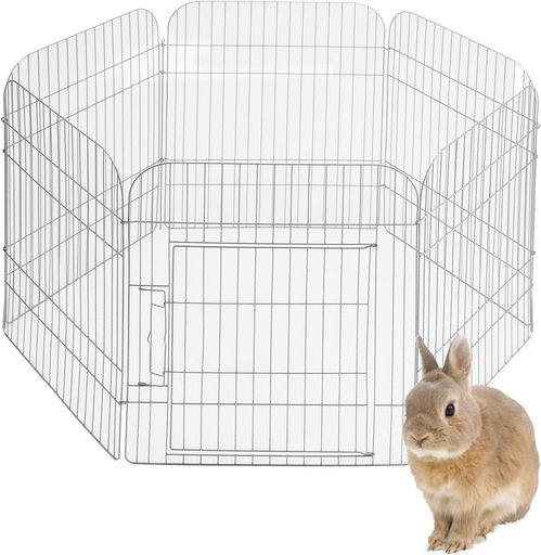 小動物用ケージ 本体サイズ(幅X奥行X高さ):66.5x66.5x65cm 本体重量:3500g 原産国:中華人民共和国 部屋のスペースに合わせて形状自由自在。 うさぎ用の簡単組み立てサークル。