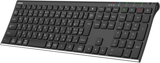 【簡単にクリックすると3台デバイスの間に切り替える】このキーボードは3台のデバイスと同時に接続できます。長押しして接続後、簡単にクリックするとデバイスの間に切り替えます。 【人間工学設計】ステンレススチールの素材が頑丈な印象を与え、薄型キー...