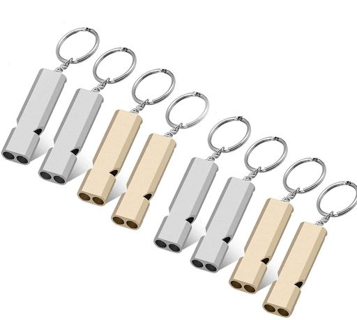 【仕様】笛のサイズ-5.5cm*1.5cm*0.8cm 【材質&amp;デザイン】6063アルミ合金製なので耐久性に抜群、キーリング搭載で、キーホルダーとして持ち運んでもオシャレなデザインです。 【大音量】最大デシベルは120dbで、軽く吹...