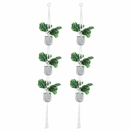 サイズ:カラー:ホワイト;素材:コットン+木材;サイズ:178x30cm(L*W);パッケージ内容:室内用マクラメプラントハンガーx2 利点:この屋内植物用ハンギングプランターは、生活空間を最大限に活用できる吊り下げデザインが特徴です。小さ...