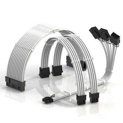 優れた職人技とプロフェッショナルな美しさ:弊社の頑丈なPCIe5.016AWG電源ユニット(PSU)延長スリーブケーブルセットは高温に耐え、簡単に経路を設定できます。セット内容:24ピンx1本、8ピン(4+4)CPUx2本、3-in-1PC...