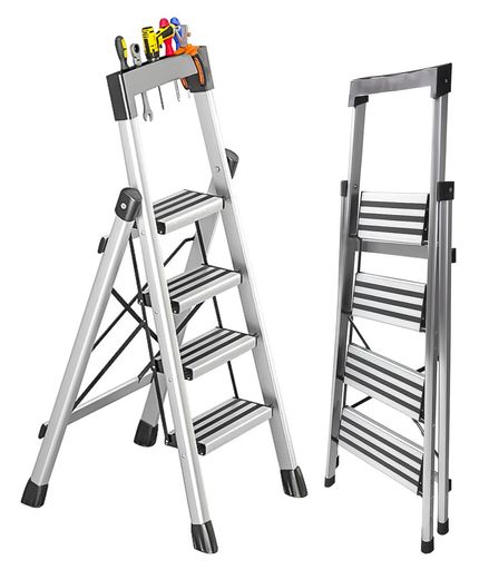 ✅【頑丈で長持ち】はしごはアルミニウム合金素材を使用し、錆びにくく、耐久性も優れています。堅牢な構造、耐荷重は最大150KGです。長時間の使用と繰り返しの作業圧力に耐えることができ、信頼性のあるサポートを提供し、スムーズな作業を確保します。...