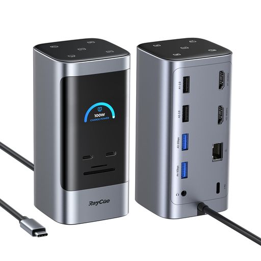 1 14-in-1 多機能USB-Cドッキングステーション|配線スッキリ 1台で複数の機能を集約したオールインワン設計。デュアル4K出力、USBポートx6、LANポートなどを搭載し、煩雑なケーブル環境をすっきり整理。デスク周りをシンプルかつ...