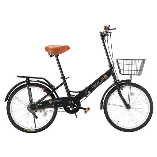 自転車スペック:本体サイズは約L145xW58xH90~98cmで、折畳サイズは約L80xW35xH70cmとコンパクトに収納できます。サドルの高さは約65~85cmに調節可能で、本体重量は約15kg、梱包重量は約16kgです。この自転車は...