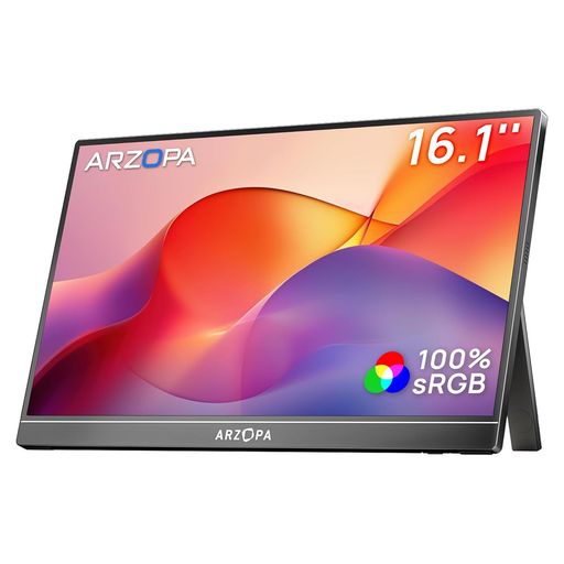 外出先での作業やゲーム、動画鑑賞に最適なモバイルモニター 【16.1インチ大画面・100% sRGB広色域】一般的な15.6インチより一回り大きい、16.1インチパネルを採用。画面に余裕が生まれ、資料作成や動画編集などの作業も、より快適に行...