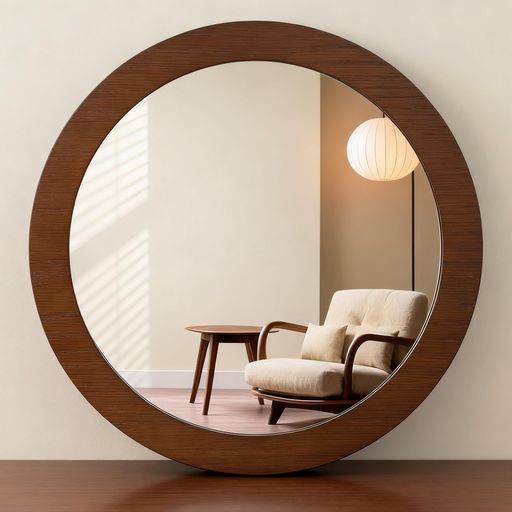 【商品仕様】木製の丸型ミラーサイズ:直径40cm。フレーム厚み4cm。本体重量:1.6KG。壁掛け鏡はお部屋に欠かせない飾りとして、一枚だけで取り付けると、お部屋のスペースが明るく広く見えて、温かみのある優しい雰囲気に! 【飛散防止フィルム...