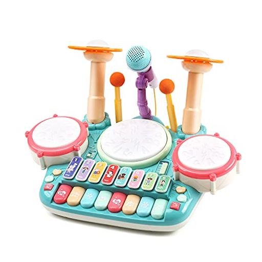 【3in1楽器玩具】この多機能の楽器玩具には、ドラムパッド、シンバル、ドラムスティック、マイクなどが付属し、3つの主要な楽器:ピアノキーボード、ビートドラムセット、電子木琴があります。更に、ピアノの4モード、木琴の4モード、ドラムの3モード...