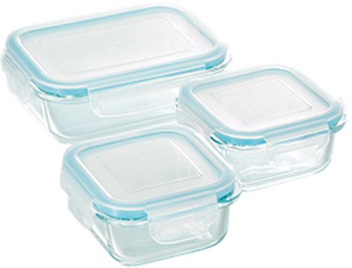 サイズ(約):角S/121x121x58mm(310ml)、角L/176x132x64mm(630ml) 重量(約):角S/304g、角L/470g 素材・材質:本体/耐熱ガラス、フタ/ポリプロピレン(耐熱温度100度)、パッキン/シリコン...