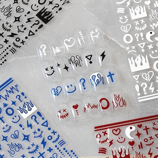 【ミニマルデザイン】:各シートには50個以上のステッカー要素が含まれており、かわいい表情シンプルながら単調ではない模様などが揃っています。シンプルで汎用性の高いデザインなので、ネイルアートの創造力を簡単に発揮できます! 【ミニマルデザイン】...