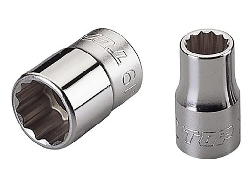 対辺寸法:10mm 全長:37mm 奥行:9mm 差込角:12.7mm(1/2") 仕様:12角サーフェイスソケット