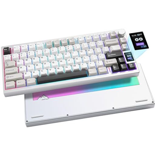 カスタムLCDキーボード&amp;鮮やかなRGB:YUNZIIAL80ワイヤレスメカニカルキーボードには、時間、GIF、写真、バッテリーステータス、接続モードなどを表示できるカスタマイズ可能なLCDスクリーンが搭載されています。このRGBゲ...