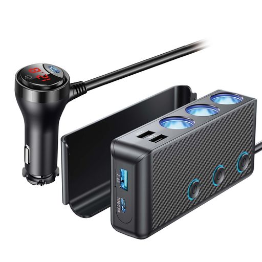 【8-in-1シガレット点火器アダプタのアップグレード】充電口5個とシガレット点火器ソケット3個を備え、総電力は216 Wである。先端には3つの独立したオン/オフスイッチと1つのメインスイッチがあり、充電をより便利にします。この自動車ライタ...
