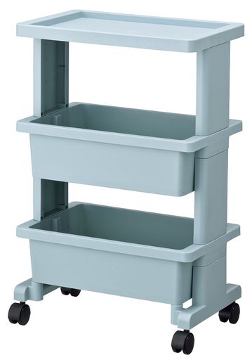 原産国:日本 商品サイズ(約):幅40x奥行25x高さ62.5cm 収納カゴ内寸:幅32x奥行21.4x高さ10.4cm 耐荷重(約):天板2kg、本体1段あたり2kg 材質:天板・支柱・脚/ポリプロピレン、キャスター:ポリプロピレン(鉄心入)