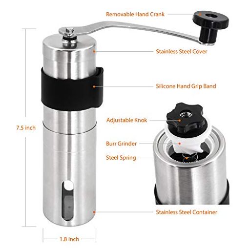 コーヒー 1.サイズ:約19cm’*4.8cm容量:コーヒー豆約30g、重さ:265g。それはより大きいサイズの容器であり、コーヒー豆のための大容量をすることができます、一回2-3杯のコーヒーに相当する約30-35グラムをすり潰すことができ...