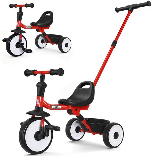 【1歳半〜3歳頃のはじめての三輪車に】成長に合わせて使いやすい 押し棒付きの「お散歩モード」から、自分でこぐ「ペダル三輪車モード」まで成長に合わせて使い分けできます。シートは前後に調節でき、お子さまの成長に合わせて使いやすいポジションで遊べ...