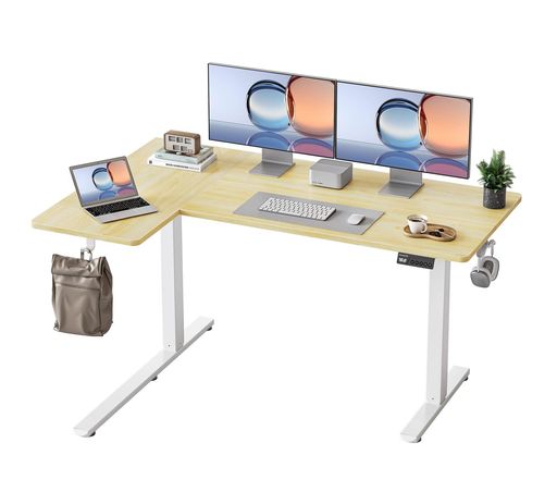 【回転可能なL字型コーナーデザイン】YIHAYO電動昇降デスクは、幅広い作業スペースを提供し、サイズは140x90cmとなっています。左右どちらでも設置可能な回転式デザインを採用しており、左利き・右利きのいずれのユーザーにも対応します 【ワ...