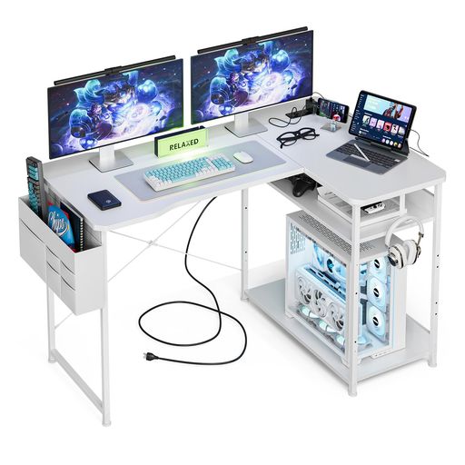 【高級感と機能性が融合】洗練されたデザインと高級感あふれるカーボン調天板が魅力の、Acrolixゲーミングデスク。左右入れ替え可能なL字型、便利なコンセント、大容量収納バッグなど、使いやすさを極めた一台です。 【物の落下を防ぐための仕切り板...