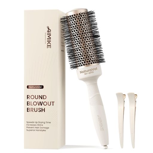 スムージング ✨【肩下ヘアも、ふんわり決まる】AIMIKEのNaturaVolロールブラシは、髪の長さやスタイリング目的に合わせて3つのサイズをご用意しました。こちらはバレル直径が約4.3cmのミディアムサイズで、肩より長いミディアムヘアの...