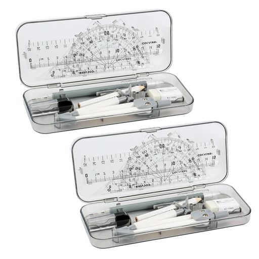 セット内容:文具セットは15cm定規、45度三角定規、60度三角定規、コンパス、鉛筆芯、鉛筆コンバーター、消しゴム、シャープペンシル、分度器の計10点です。描画ニーズを満たすアイテム 便利な収納:このセットには、保護性があり、保管や持ち運び...