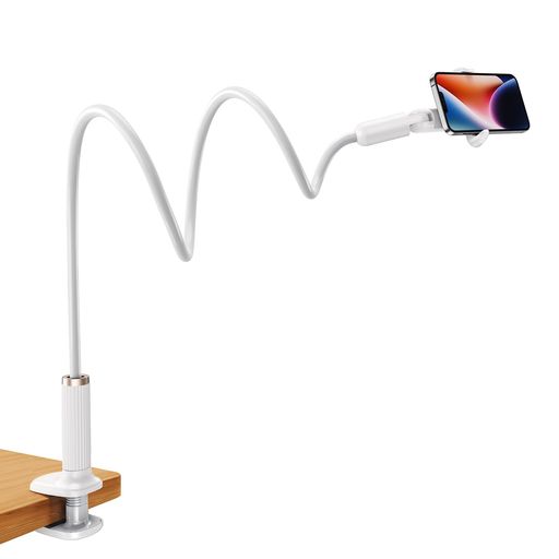 フレキシブルな長いブラケットアーム:スマートフォンホルダーには、長さ90cmのアームが装備されており、非常にフレキシブルであり、自由に曲げて調整することができます。ユーザーは、頭の上、ベッドサイド、机の上など、どんな場所でも、スマートフォン...