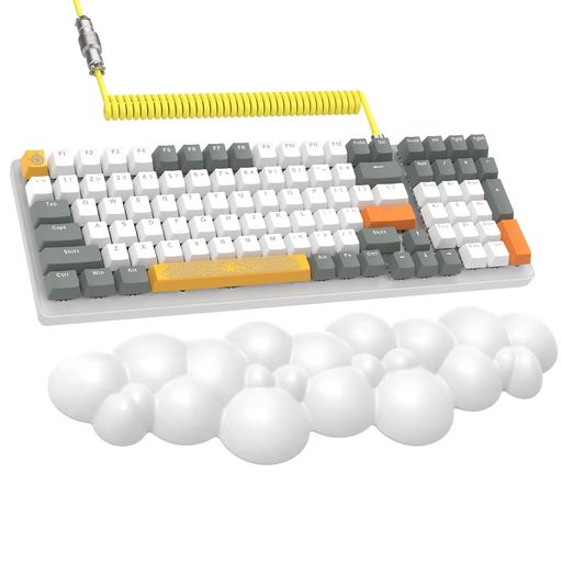 【4つ商品を含めたキーボードセット】4つ商品を含めたおしゃれ実用的なセットです。*多機能キーボード、*高品質のコイルケーブル、*柔らかいリストレストと*ユニークなキーキャップが組み合わさって、素敵な体験をお客様に提供します。また、別購入が必...