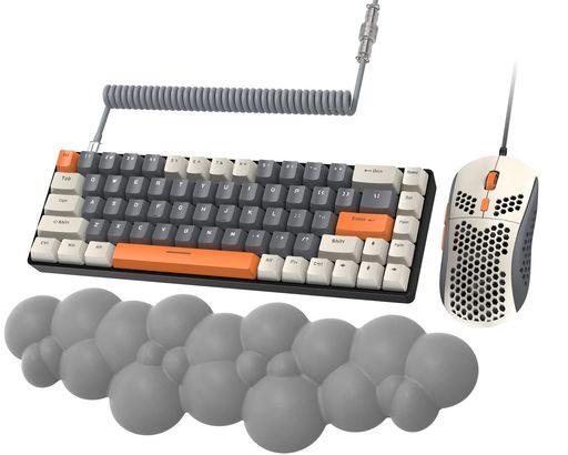 【ユニークなカラーテーマの65%キーボードとマウス】超コンパクトな68キーレイアウトキーボード、美しいカラーマッチングキーキャップとマウスシェル、軽量ハニカムマウス、カスタムコイルアビエーターケーブル、ZIYOU LANG T8メカニカルコ...