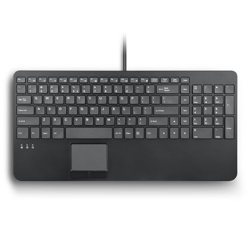 タッチパッド付き有線コンパクトキーボード、様々な産業用および業務用用途に適合、キーボード寸法:397x198x30mm、ケーブル長:1.8m コンパクトな]パンタグラフキーとナンバーパッドを一体化。高品質のABSプリントにより、キーキャップ...