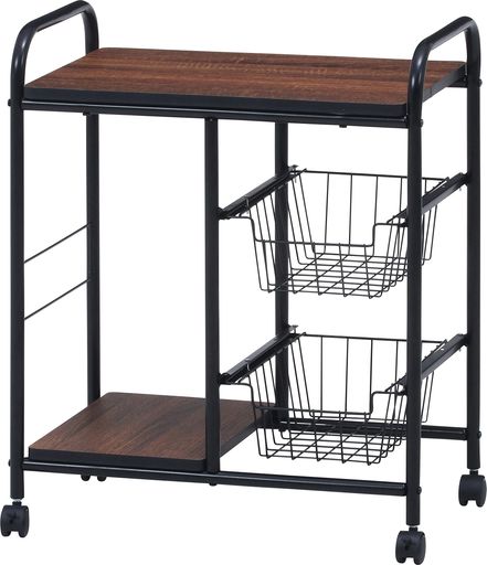 コロコロ動くコンパクトなキッチンワゴン サイズ:幅56x奥行35.5x高さ69.5cm 素材・材質:スチール・PB(PVC) 原産国:中国 天板:520x355mm 下棚:245x355mm バスケット:200x320x110mm 天板耐荷...