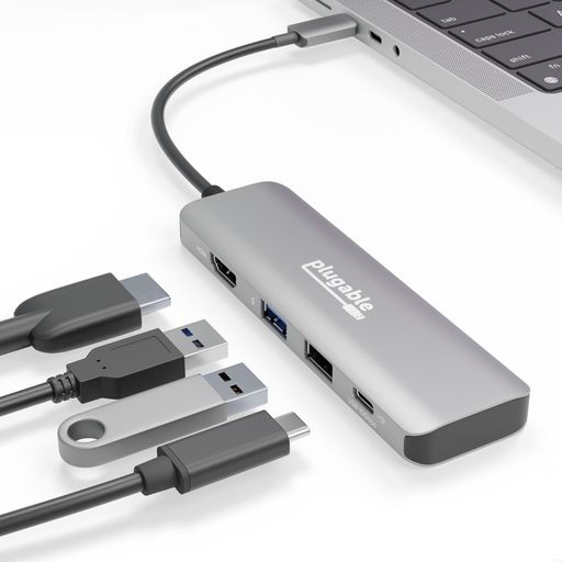 搭載ポート - USB-C ポート搭載システムで使用できるこの 4 ポートハブを使うと、充電アダプタ、外部モニタ、USB 機器が 2 台同時に接続できます。HDMI ポートは 4K@60Hz までに対応し、10Gbps 対応 USB ポート...